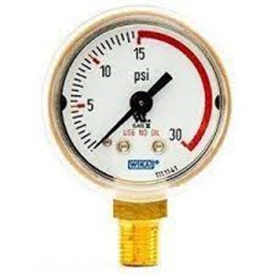 1-1/2 X 1/8 Bottom Mount 30 Psi Gauge (Wika 8079633) GAUGE30112 ...